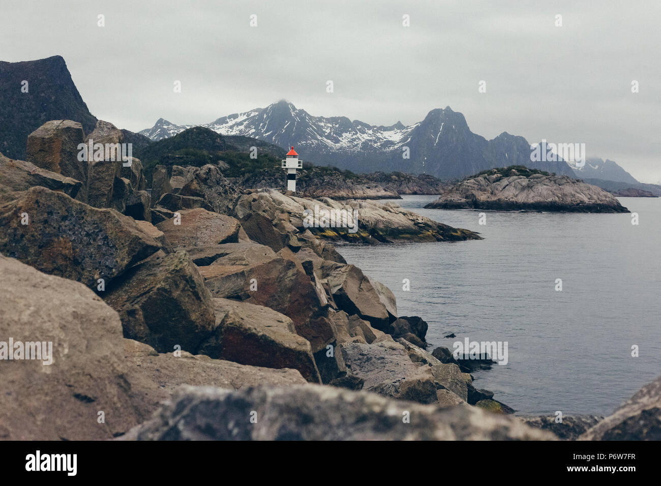 North sea with cold and snow view of the horizon and rocky coast Stock ...