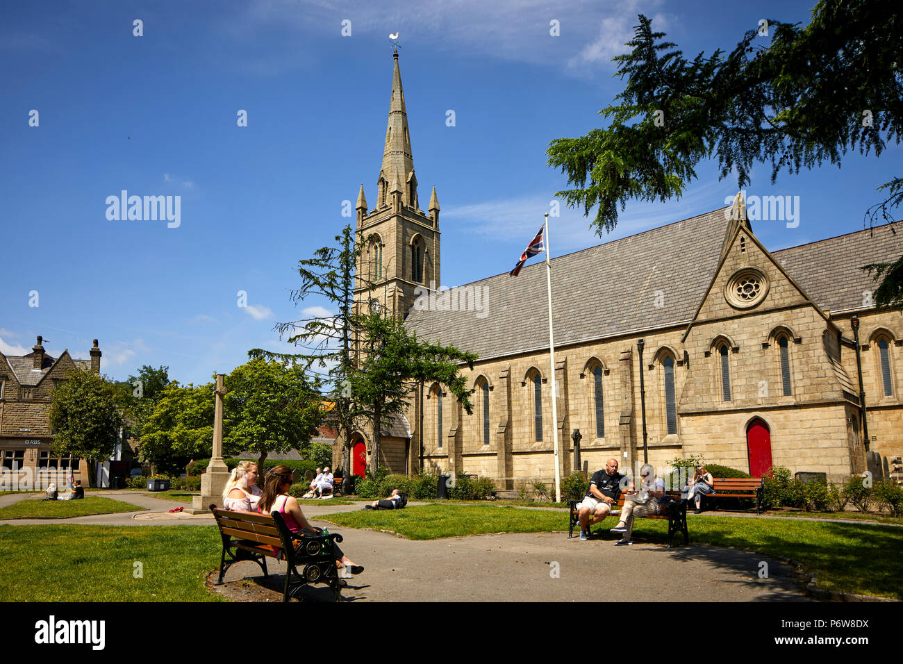 Large sandstone Saint Paul church Ramsbottom village, Lancashire ...