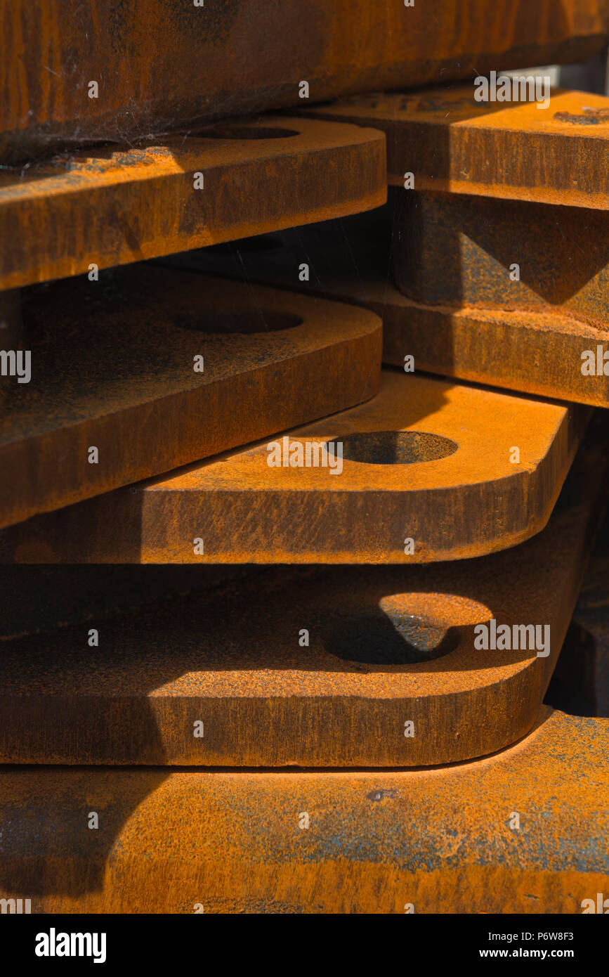 a stack of rust stained iron brake blocks outside the engine sheds at ...