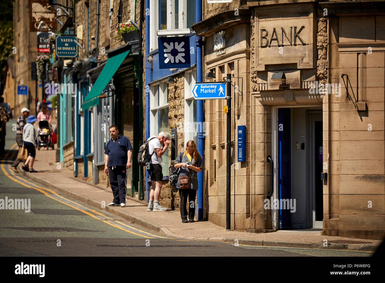 Sandstone shops and Royal Bank of Scotland on Bridge Street, Ramsbottom ...