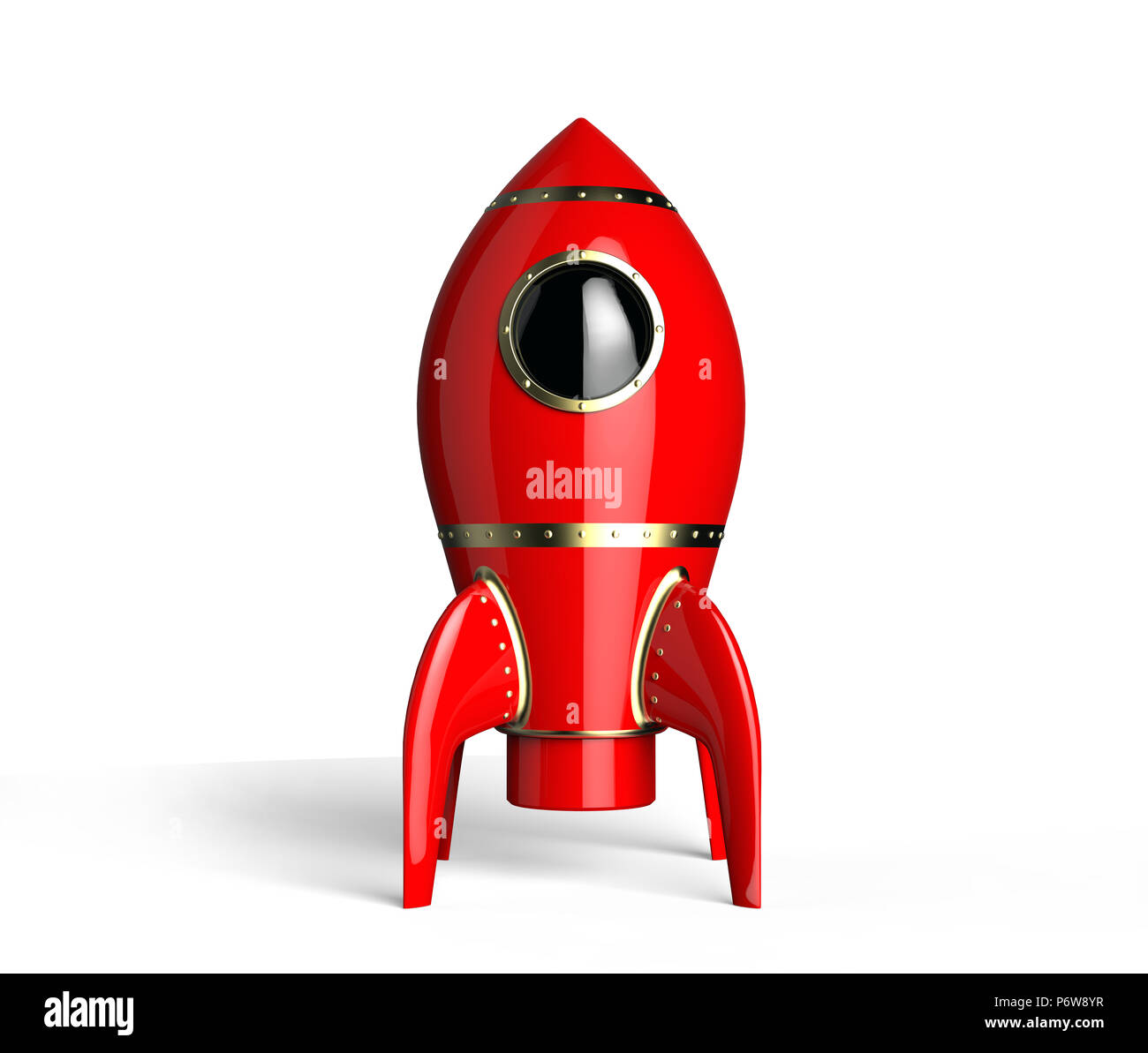 Rocket fat red antique style 60 years on white background Stock Photo ...
