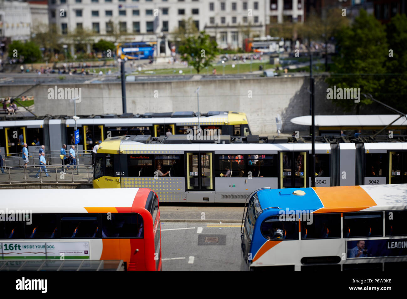 Piccadilly Gardens bus station Manchester city centre bus and Metrolink ...