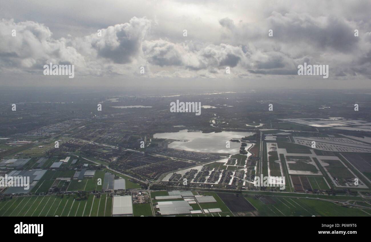 Aerial view from a plane at Rotterdam, The Netherlands Stock Photo - Alamy