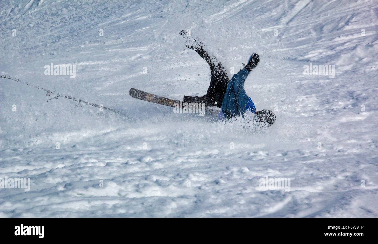Skier jumping on snowy slope hi-res stock photography and images - Alamy