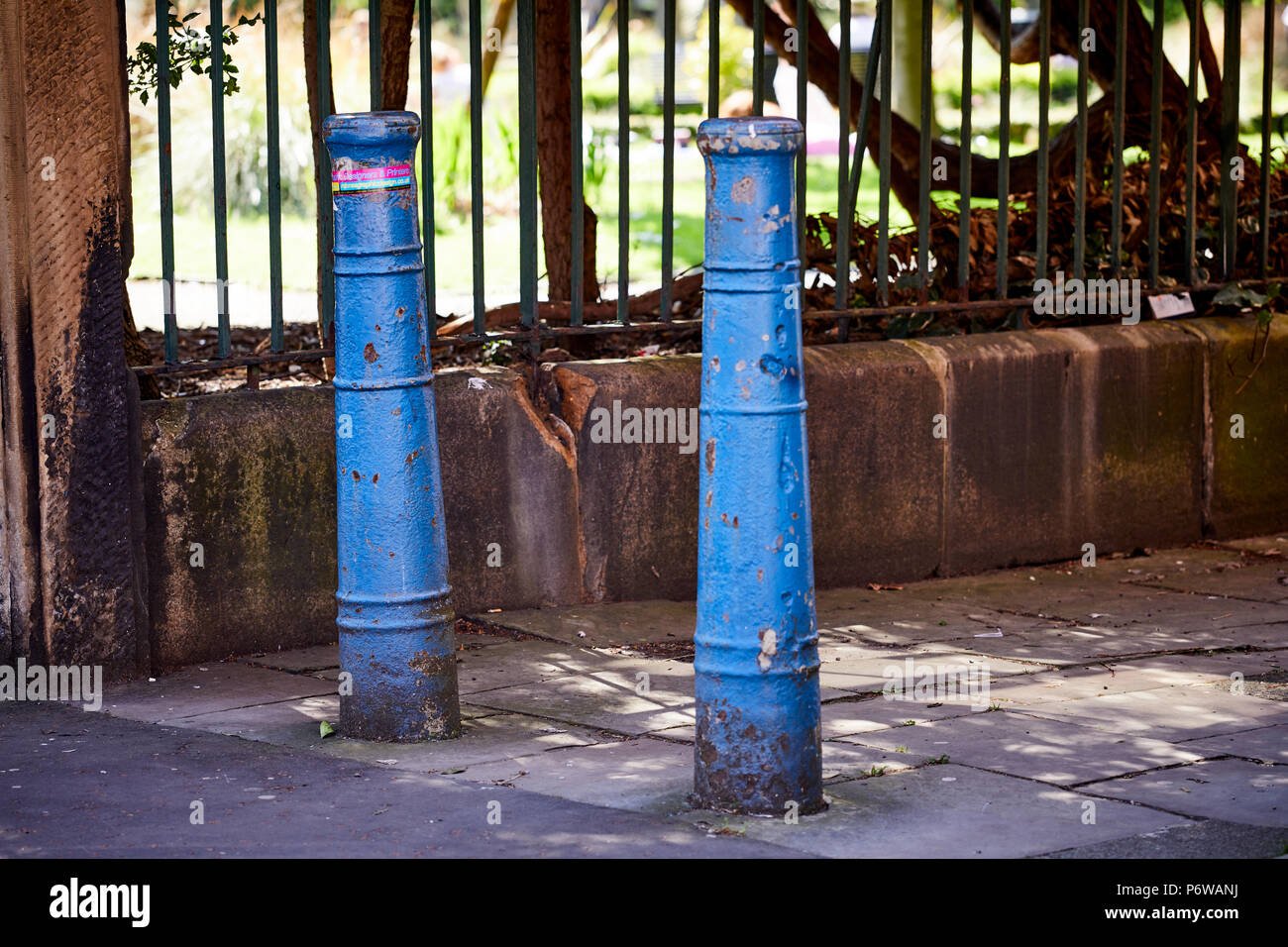 Manchester Cannon Bollards and Barriers embedded in the footpath on ...