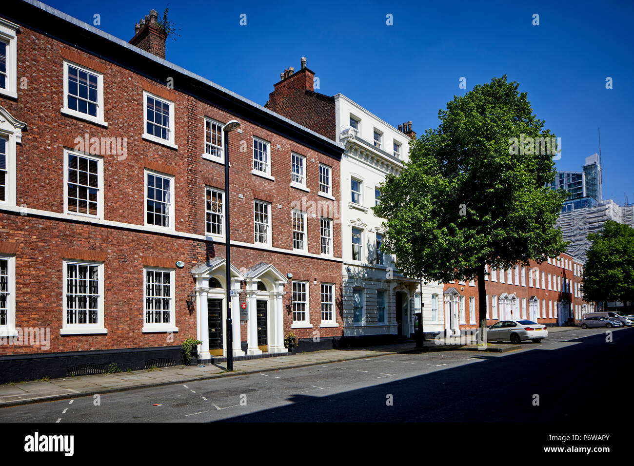 Manchester only surviving georgian terraced street St john Street Stock ...