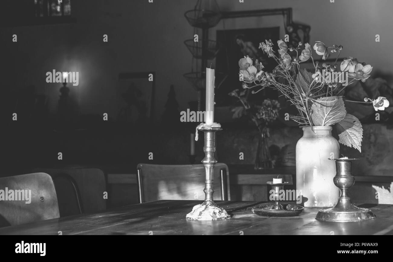 On table in summer Black and White Stock Photos & Images - Alamy