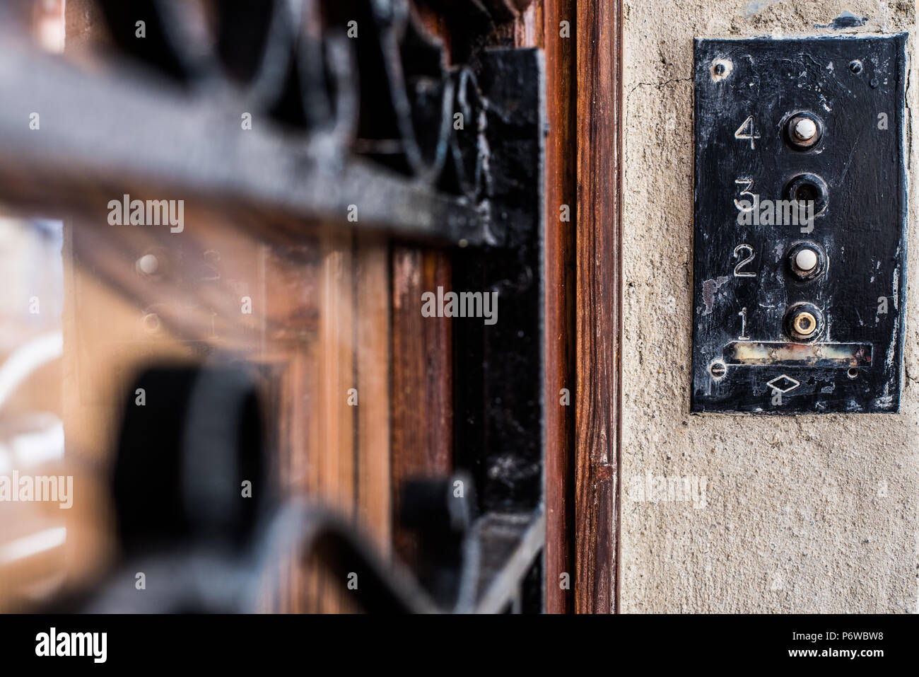 Vintage old intercom on a street of a big city Stock Photo - Alamy