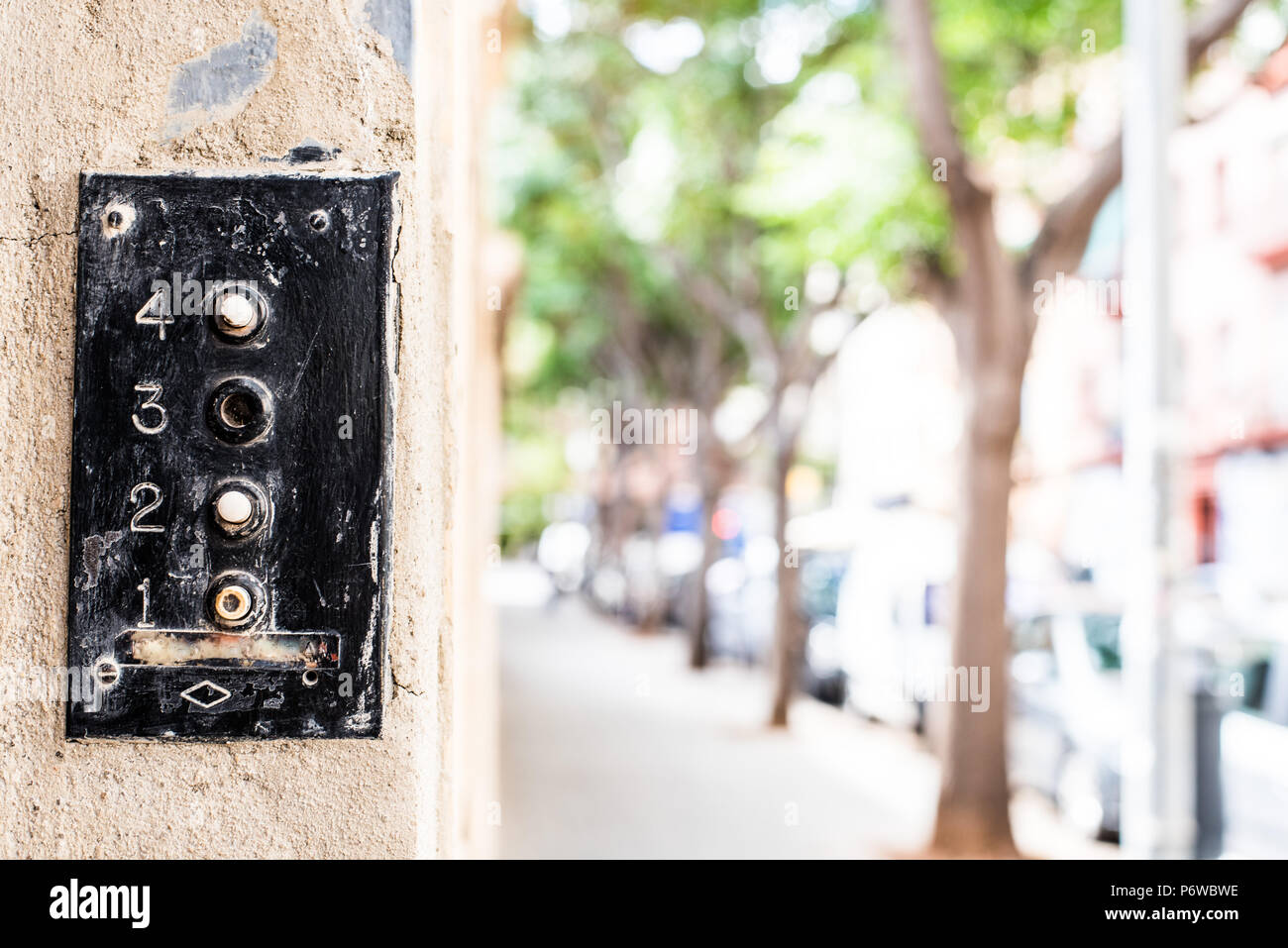 Vintage old intercom on a street of a big city Stock Photo - Alamy