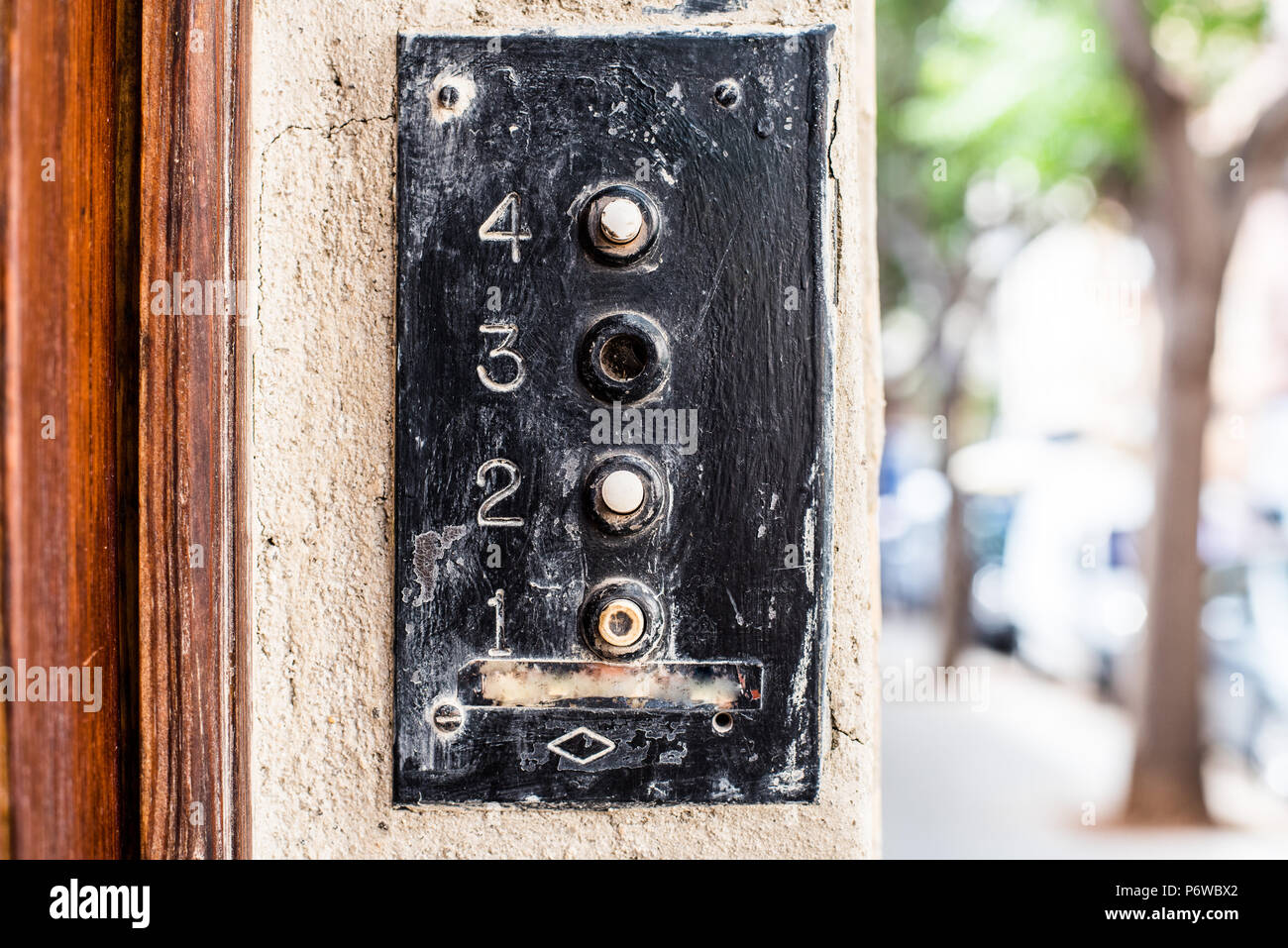 Vintage old intercom on a street of a big city Stock Photo - Alamy