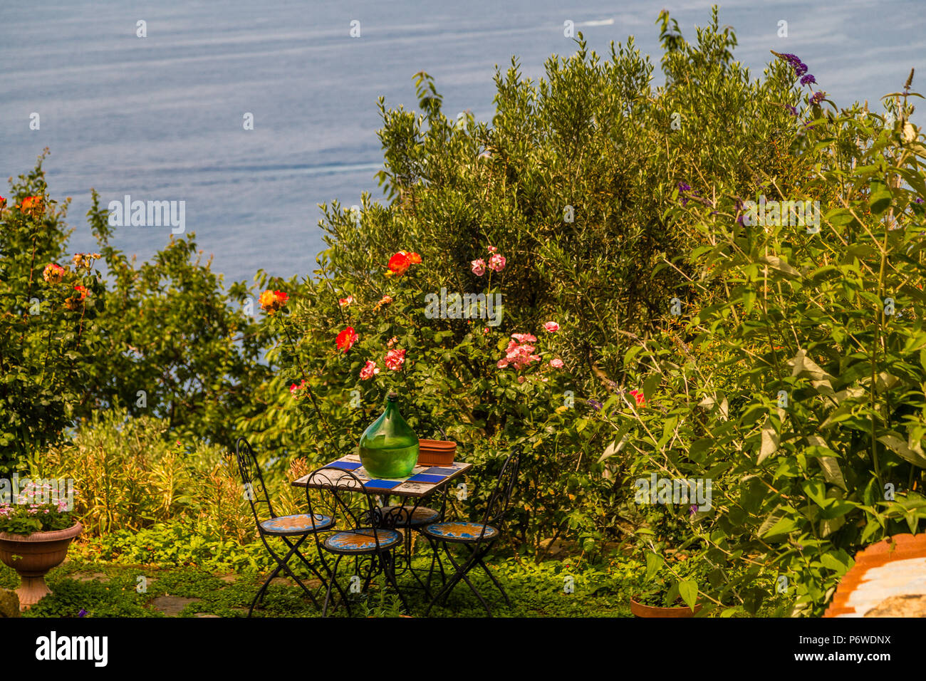 Italian garden overlooking the sea Stock Photo - Alamy