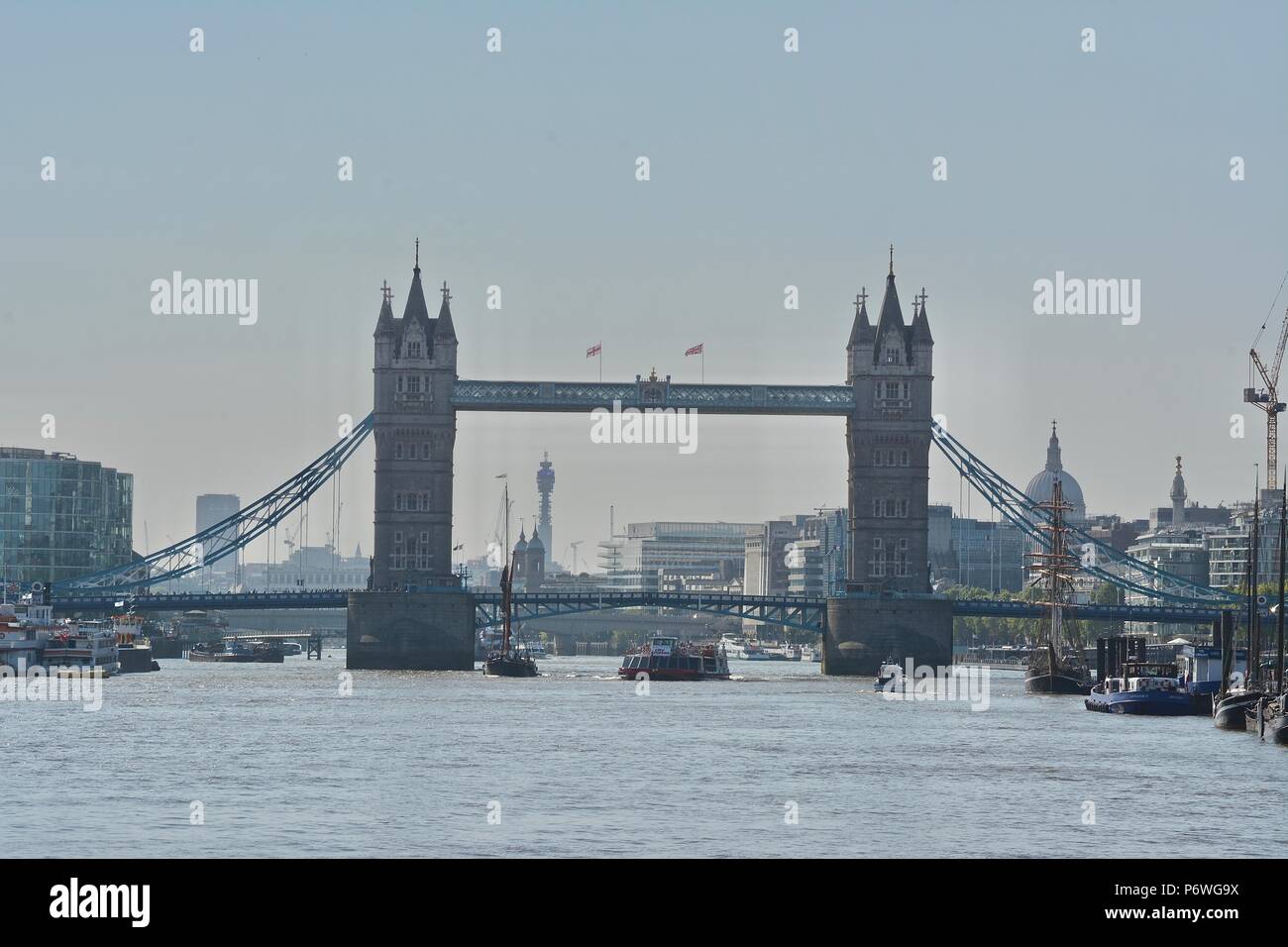 Tower Bridge spanning the River Thames, London, United Kingdom Stock ...