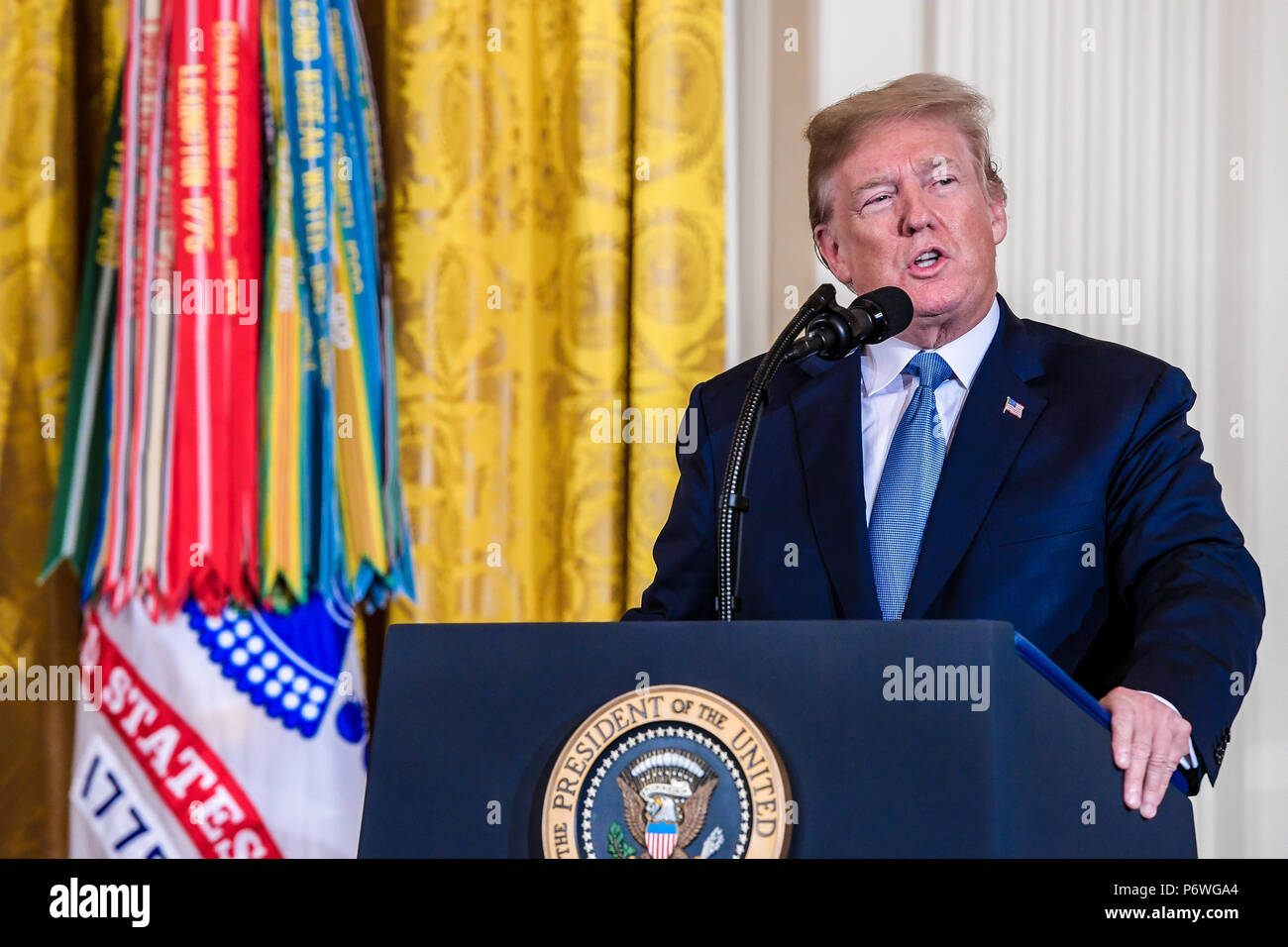 President Donald J. Trump gives his remarks during the Medal of Honor ...