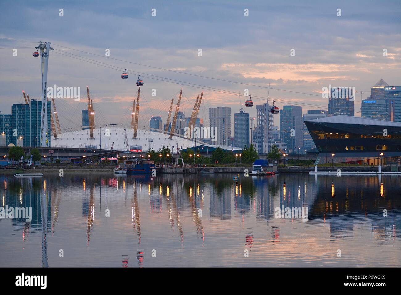 View of the City of London skyline, Canary Wharf skyline, the Air Line ...