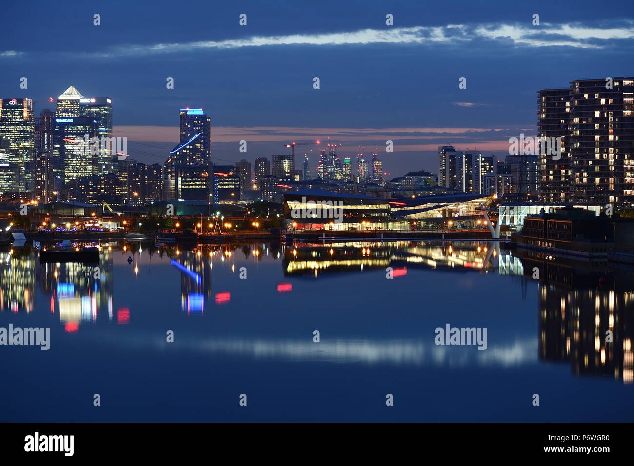 View of the City of London skyline, Canary Wharf skyline, the Air Line ...