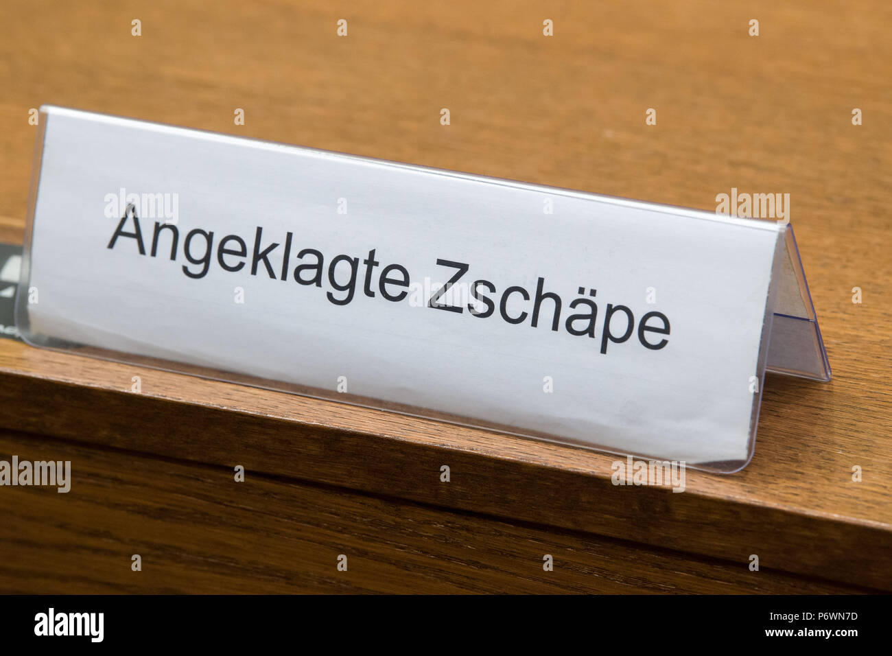 Munich, Germany. 03rd July, 2018. A sign with the words 'angeklagte ...