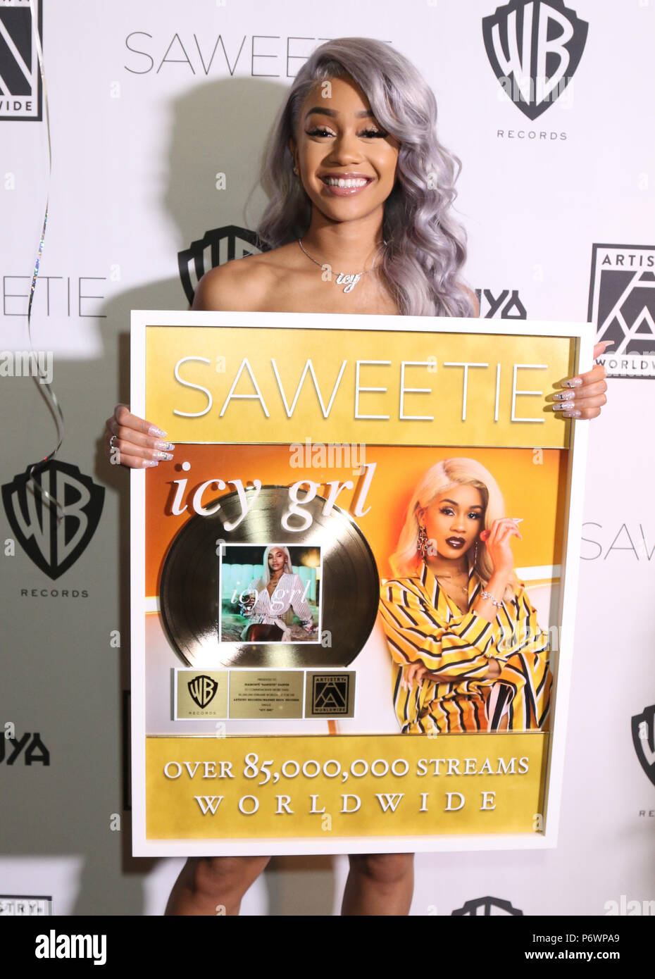 HOLLYWOOD, CA - JULY 2, 2018 Saweetie celebrates her "High Maintenance ...