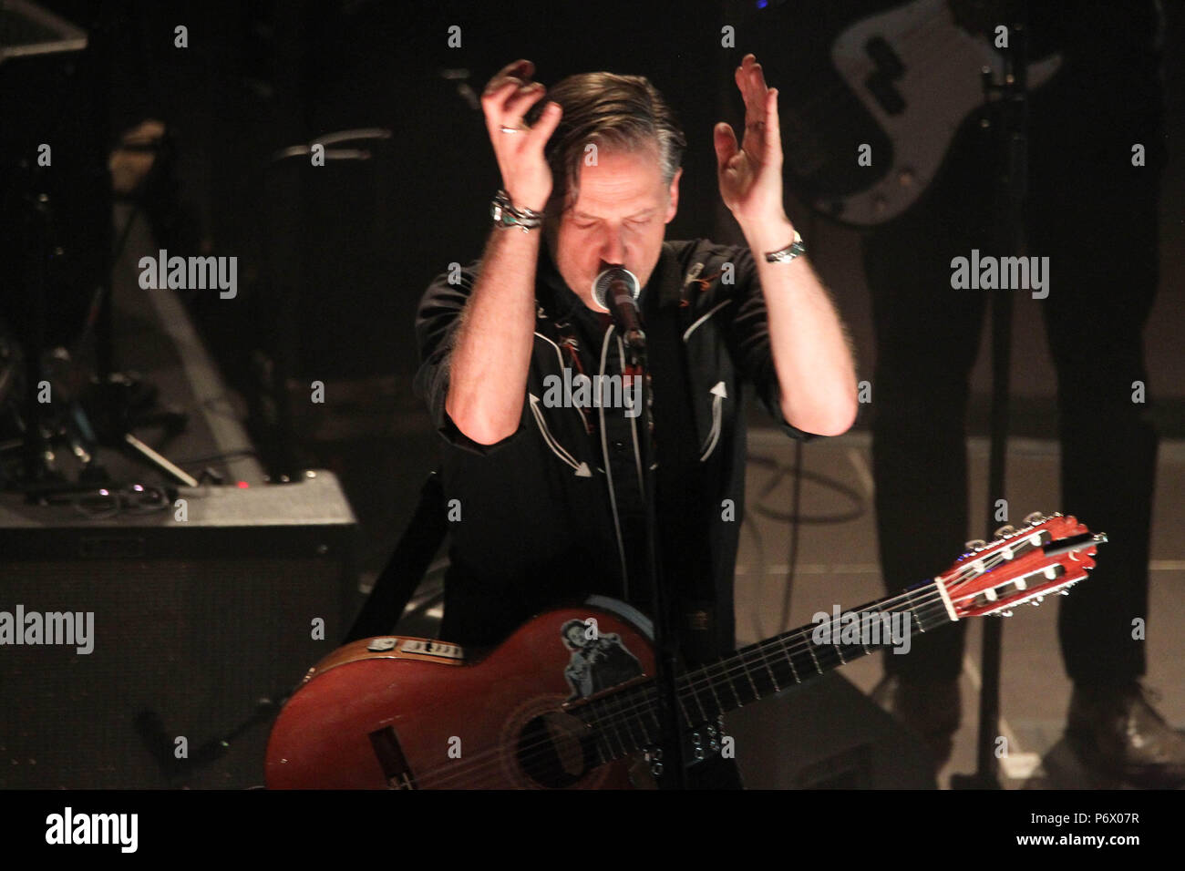 Athens, Greece. 3rd July, 2018. Singer Joey Burns. Calexico in concert ...