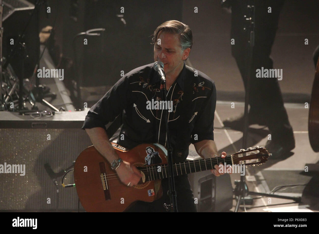 Athens, Greece. 3rd July, 2018. Singer Joey Burns. Calexico in concert ...