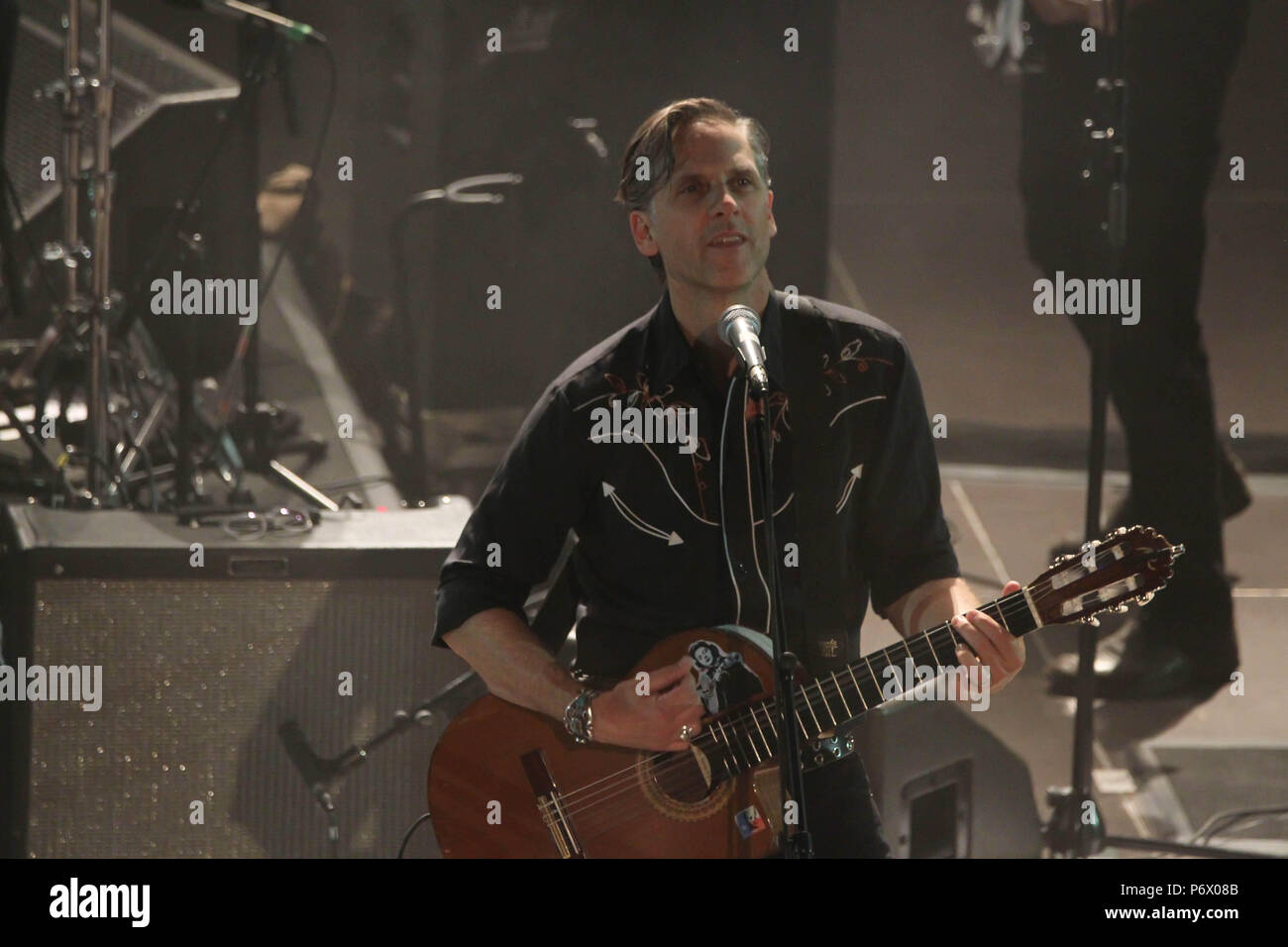 Athens, Greece. 3rd July, 2018. Singer Joey Burns. Calexico in concert ...