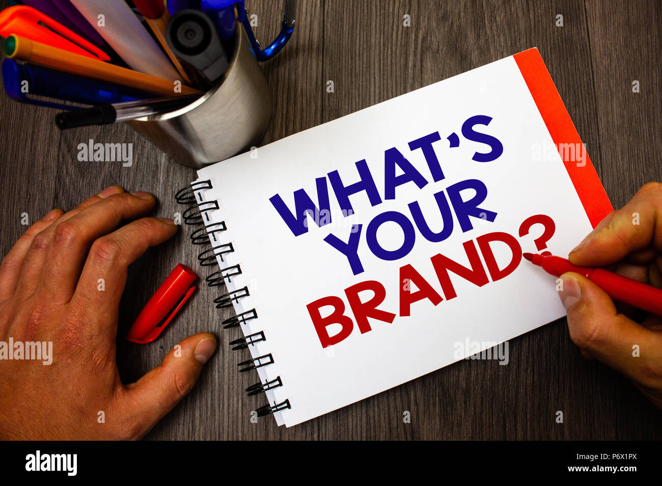 Text sign showing What'S Your Brand Question. Conceptual photo asking ...