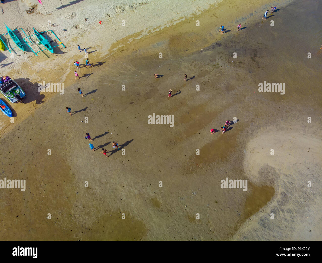 Beach sand patterns during low tide at Laiya, San Juan, Batangas Stock ...