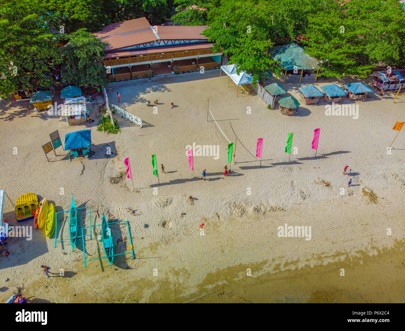 Afternoon aerial view of a beach in Laiya, Batangas with the ...
