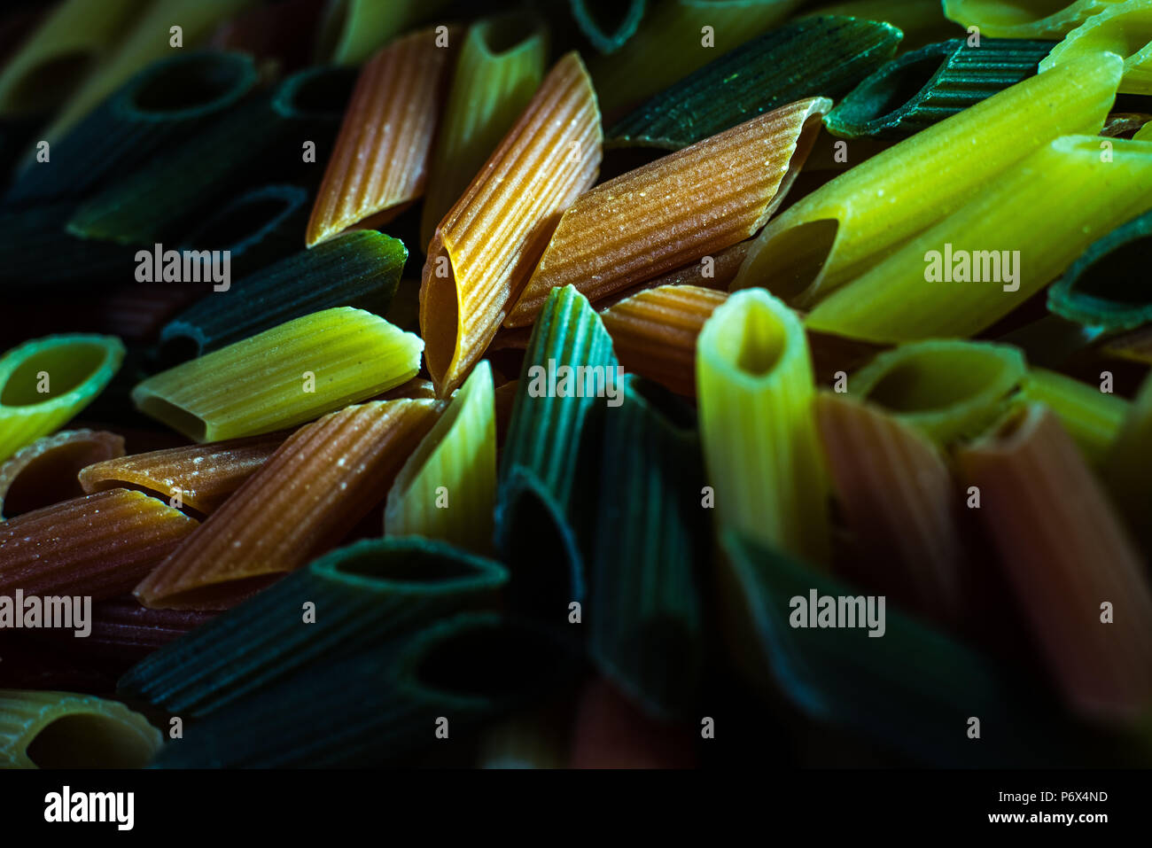 Macaroni tricolor with organic pasta integral Stock Photo - Alamy