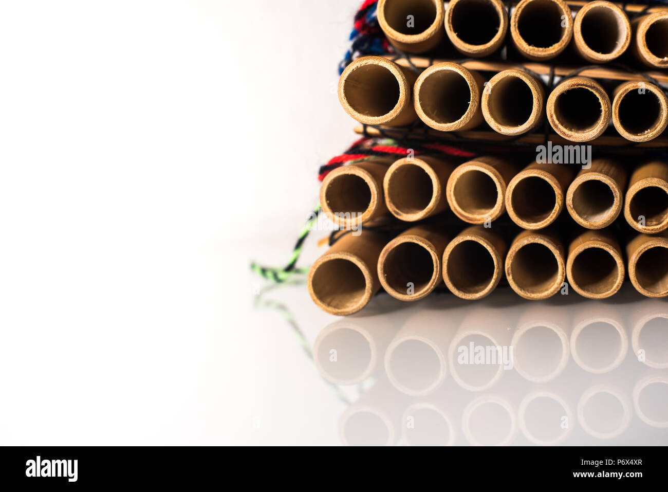 Traditional Pan flute of Mayan and Peruvian on white background Stock ...