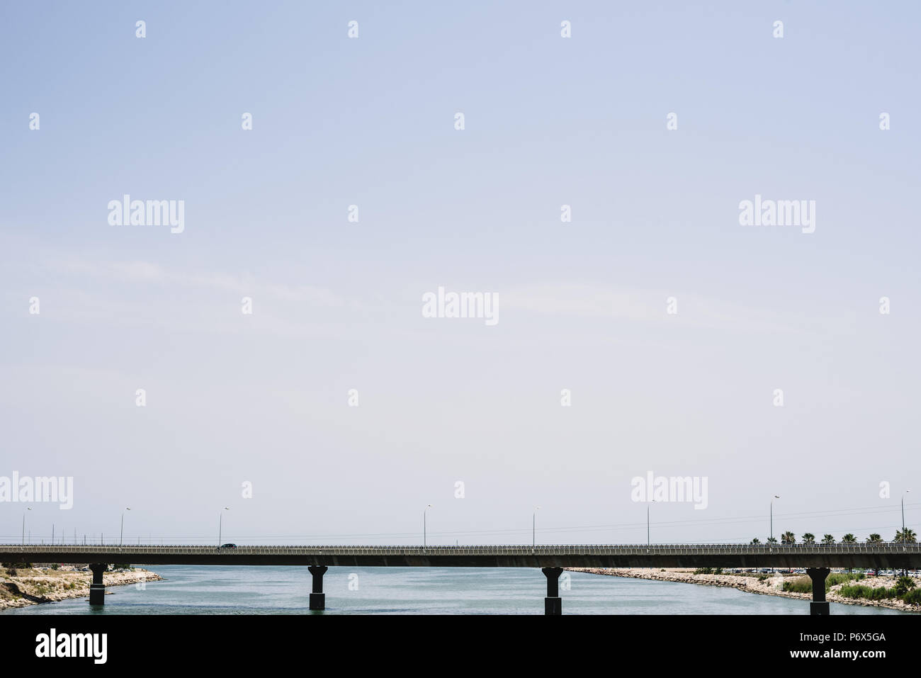 Great road bridge over river without day cars Stock Photo - Alamy