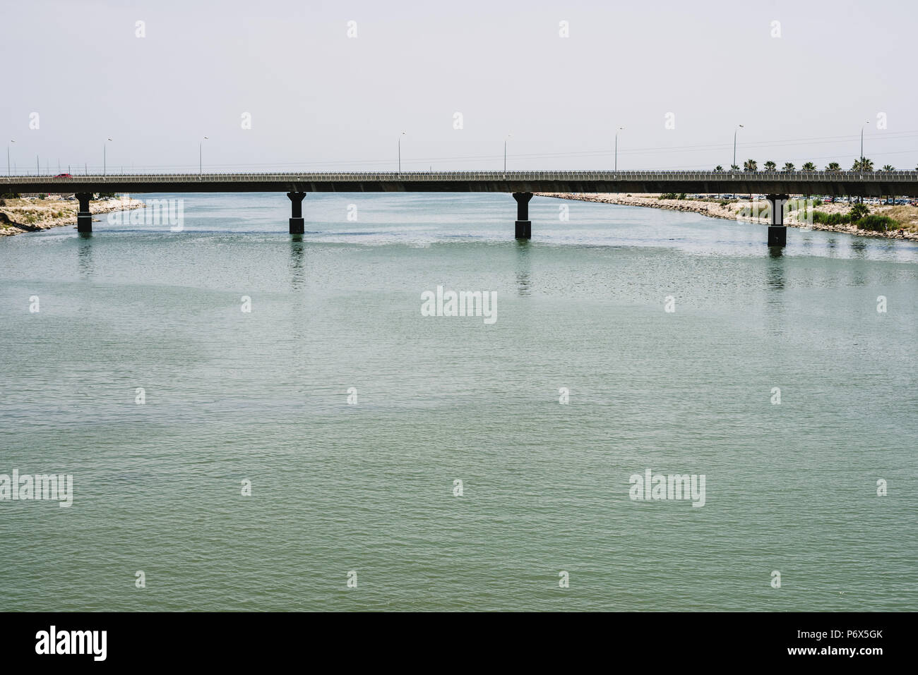 Great road bridge over river without day cars Stock Photo - Alamy