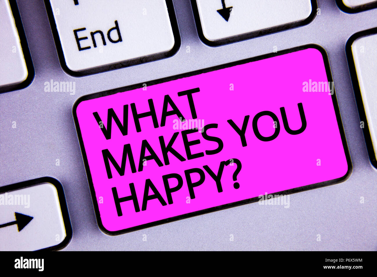 Handwriting text What Makes You Happy Question. Concept meaning ...