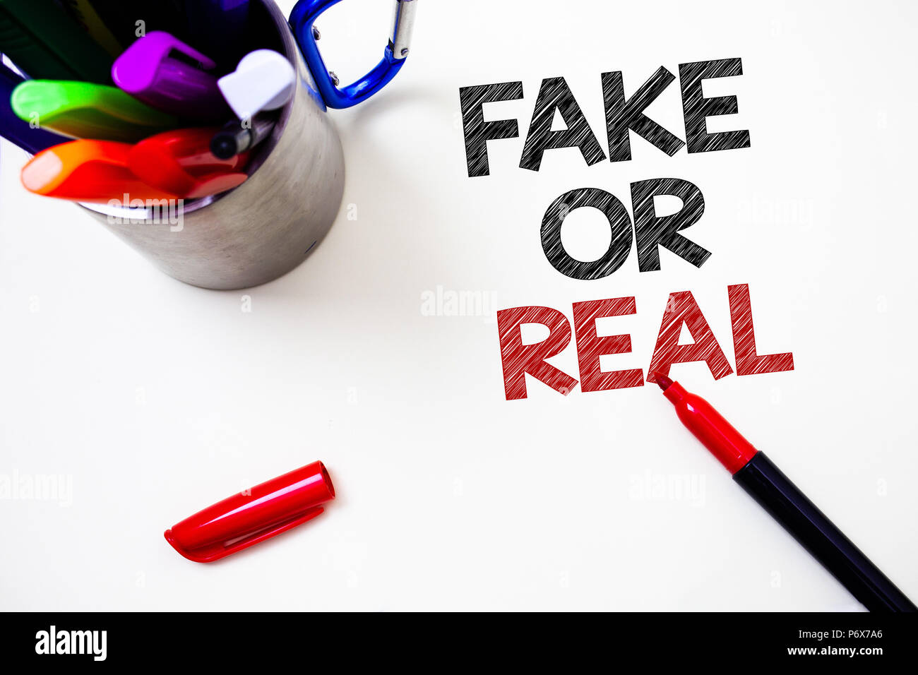 Text sign showing Fake Or Real. Conceptual photo checking if products ...