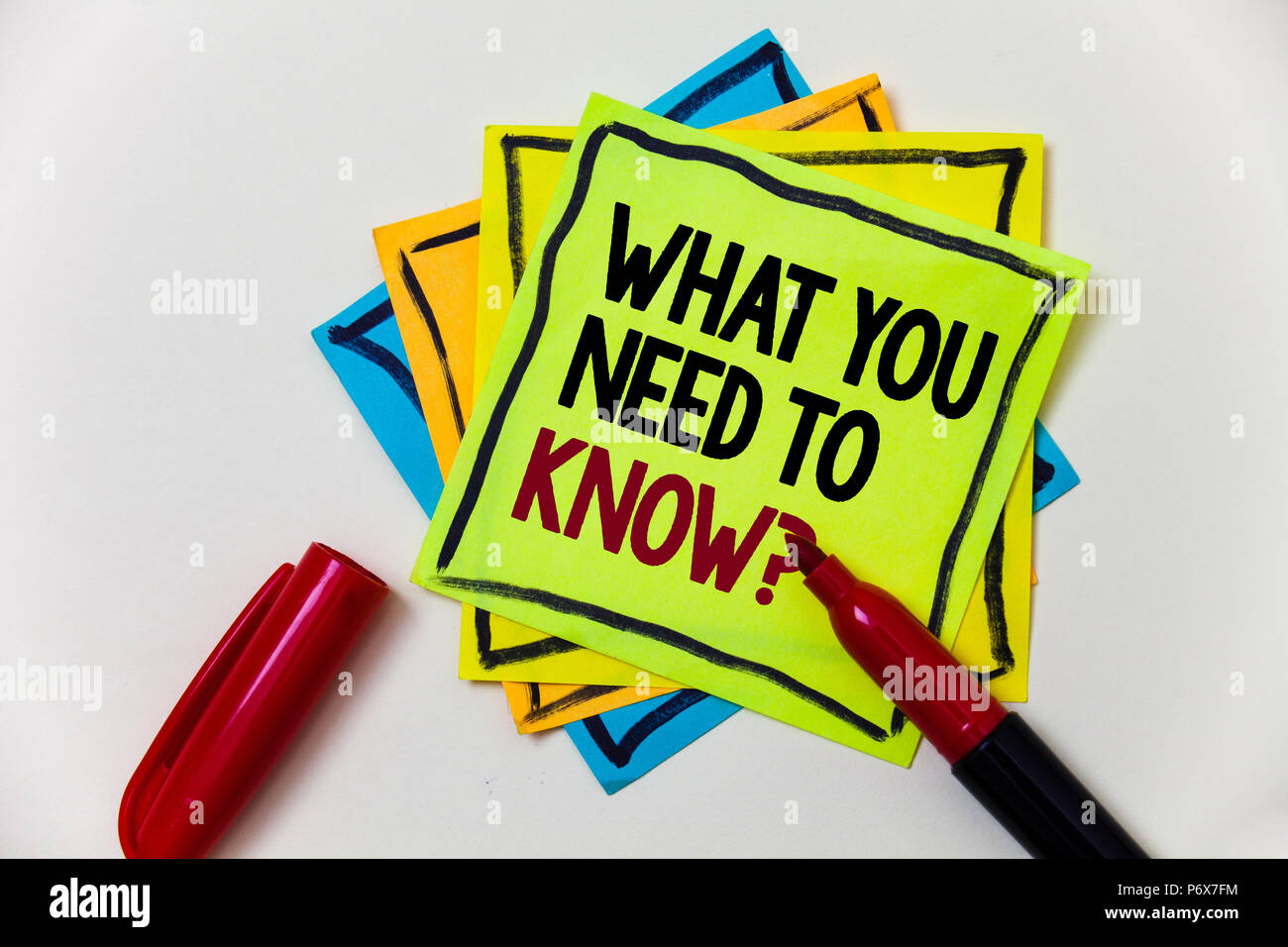 Writing note showing What You Need To Know Question. Business photo ...