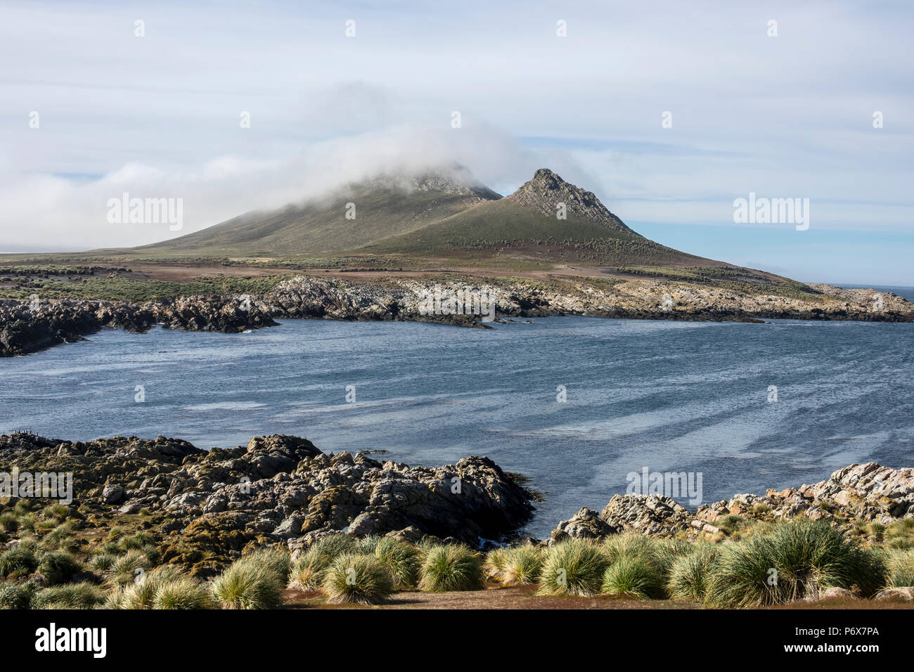 The rocky peaks of Steeple Jason Island, Falkland Islands Stock Photo ...