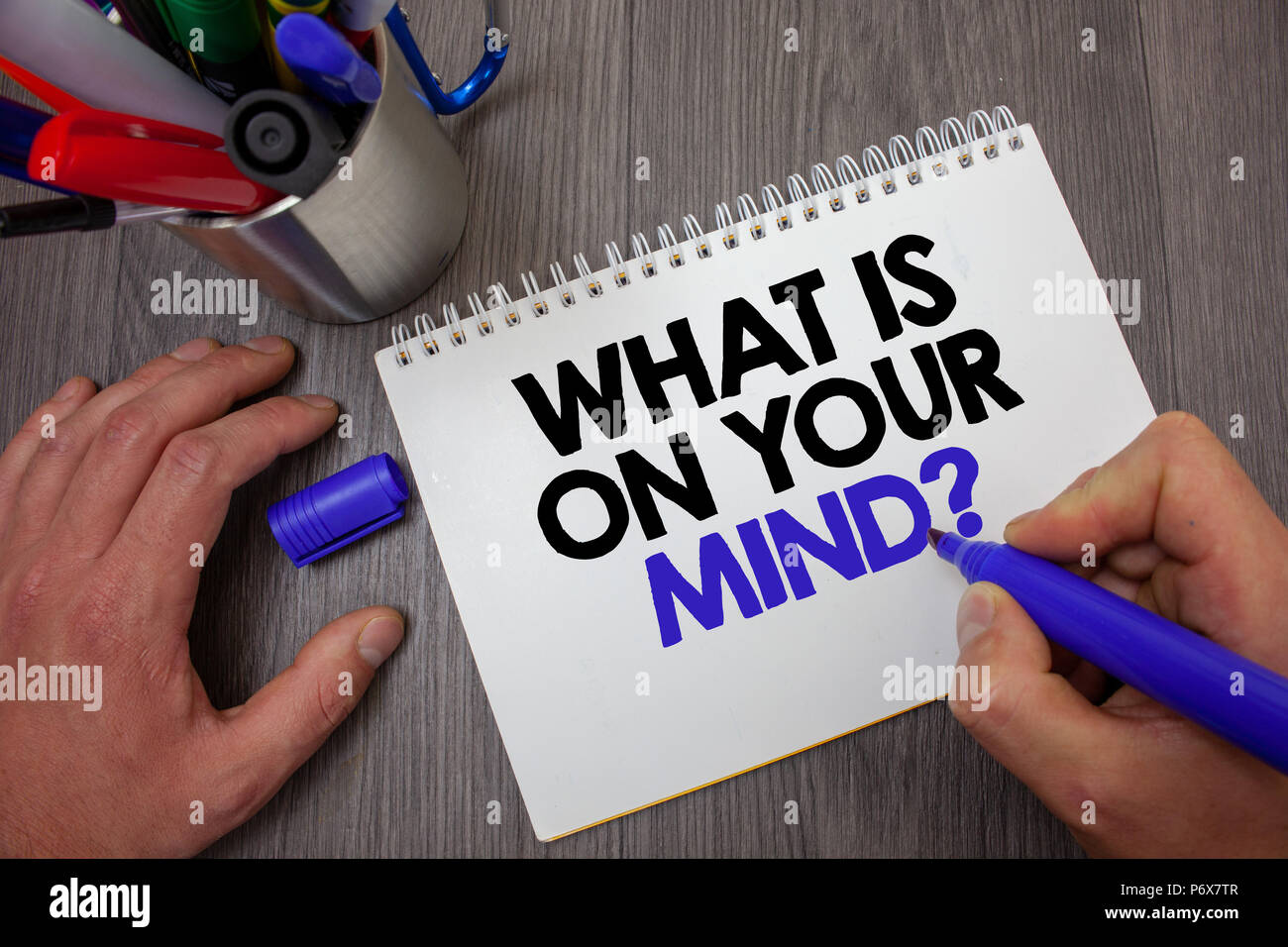 Text sign showing What Is On Your Mind Question. Conceptual photo Open ...