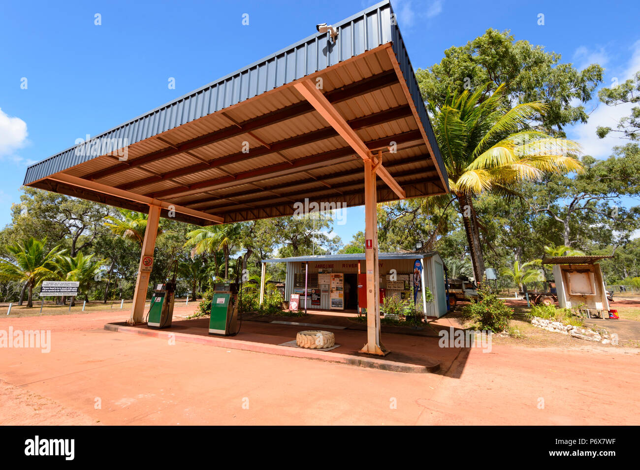 Petrol station and ticket office at Jardine River Ferry crossing, Cape ...