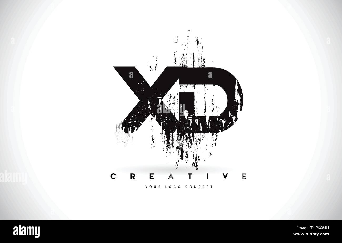 XD X D Grunge Brush Letter Logo Design in Black Colors. Creative Brush ...