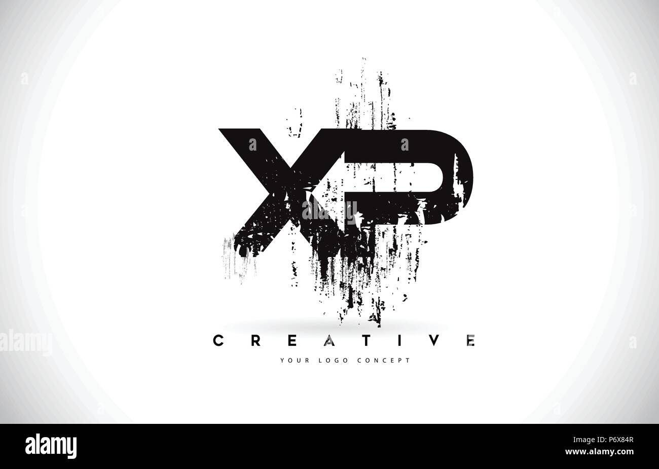 XP X P Grunge Brush Letter Logo Design in Black Colors. Creative Brush ...