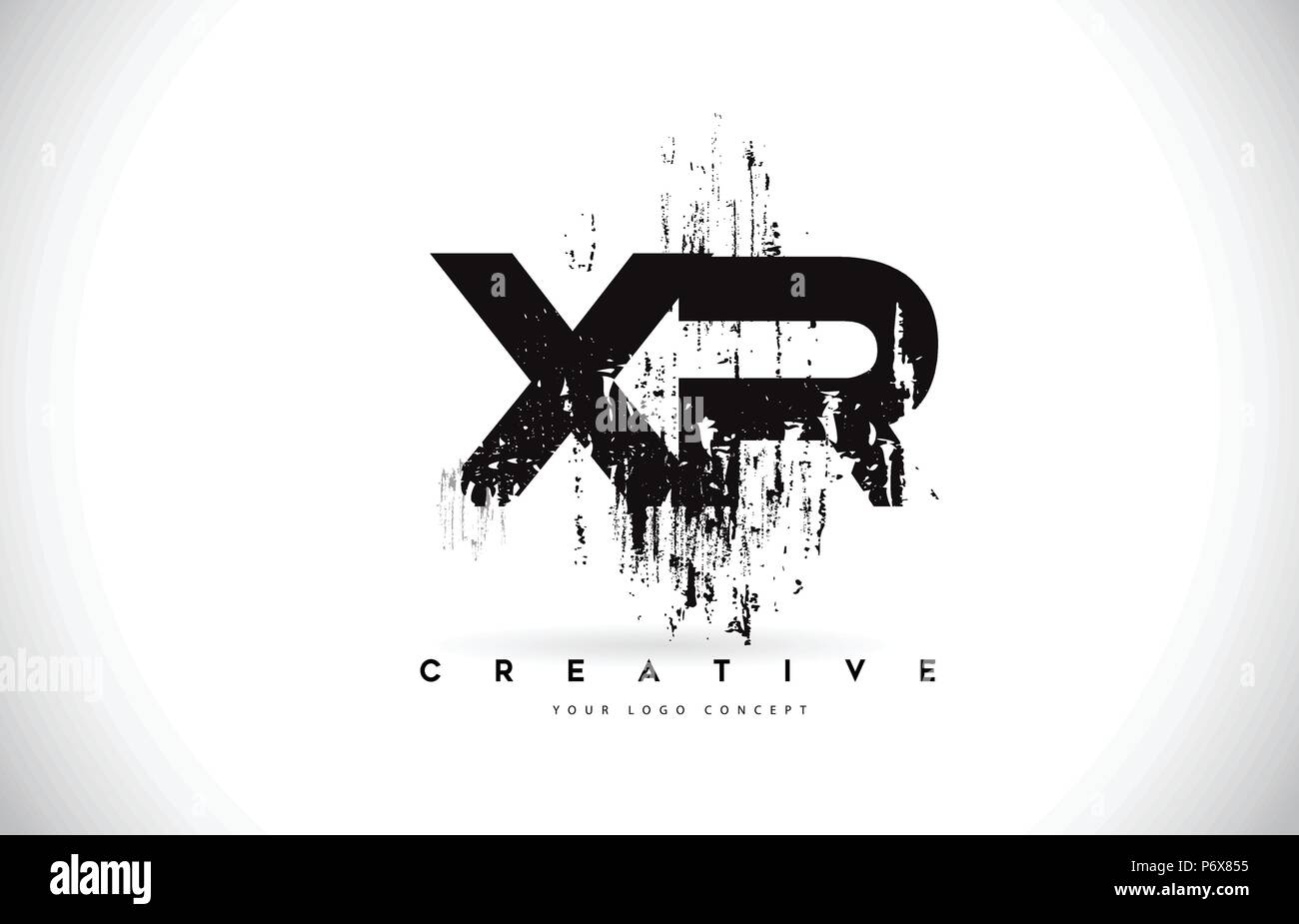 XR X R Grunge Brush Letter Logo Design in Black Colors. Creative Brush ...