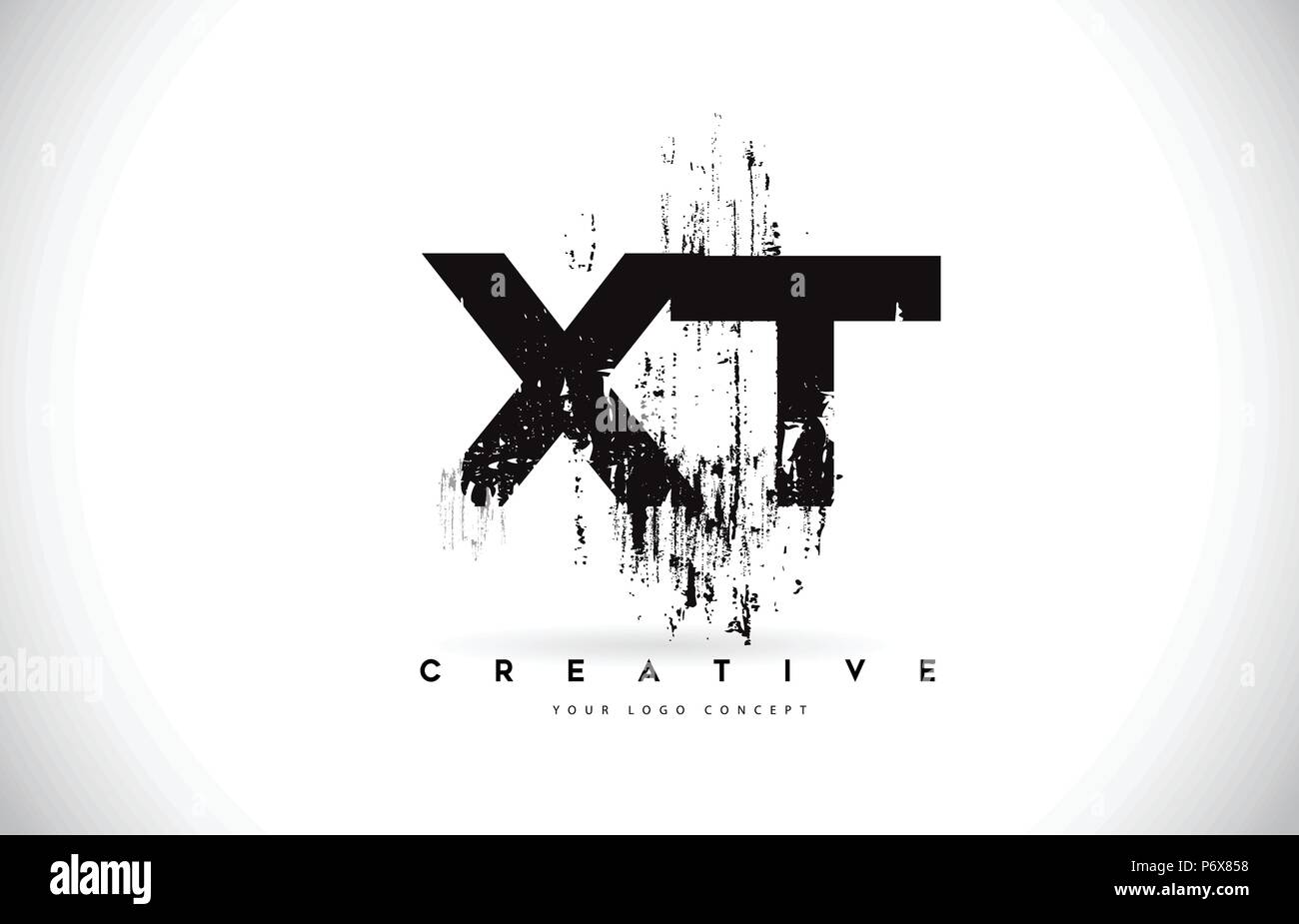 XT X T Grunge Brush Letter Logo Design in Black Colors. Creative Brush ...