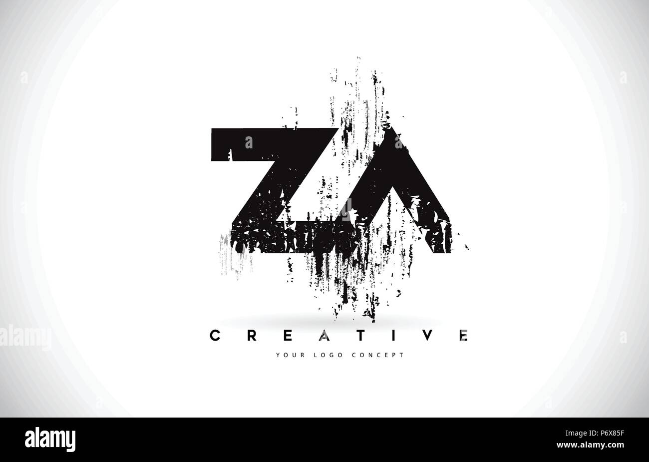 ZA Z A Grunge Brush Letter Logo Design in Black Colors. Creative Brush ...