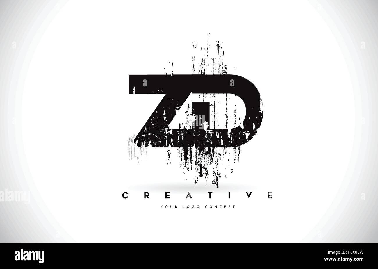 ZD Z D Grunge Brush Letter Logo Design in Black Colors. Creative Brush ...