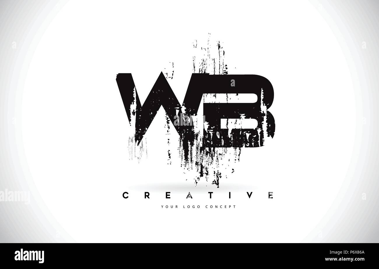 WB W B Grunge Brush Letter Logo Design in Black Colors. Creative Brush ...
