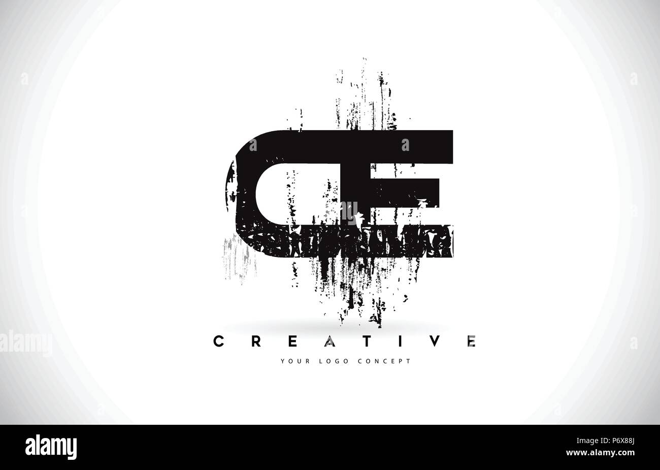 CE C E Grunge Brush Letter Logo Design in Black Colors. Creative Brush ...