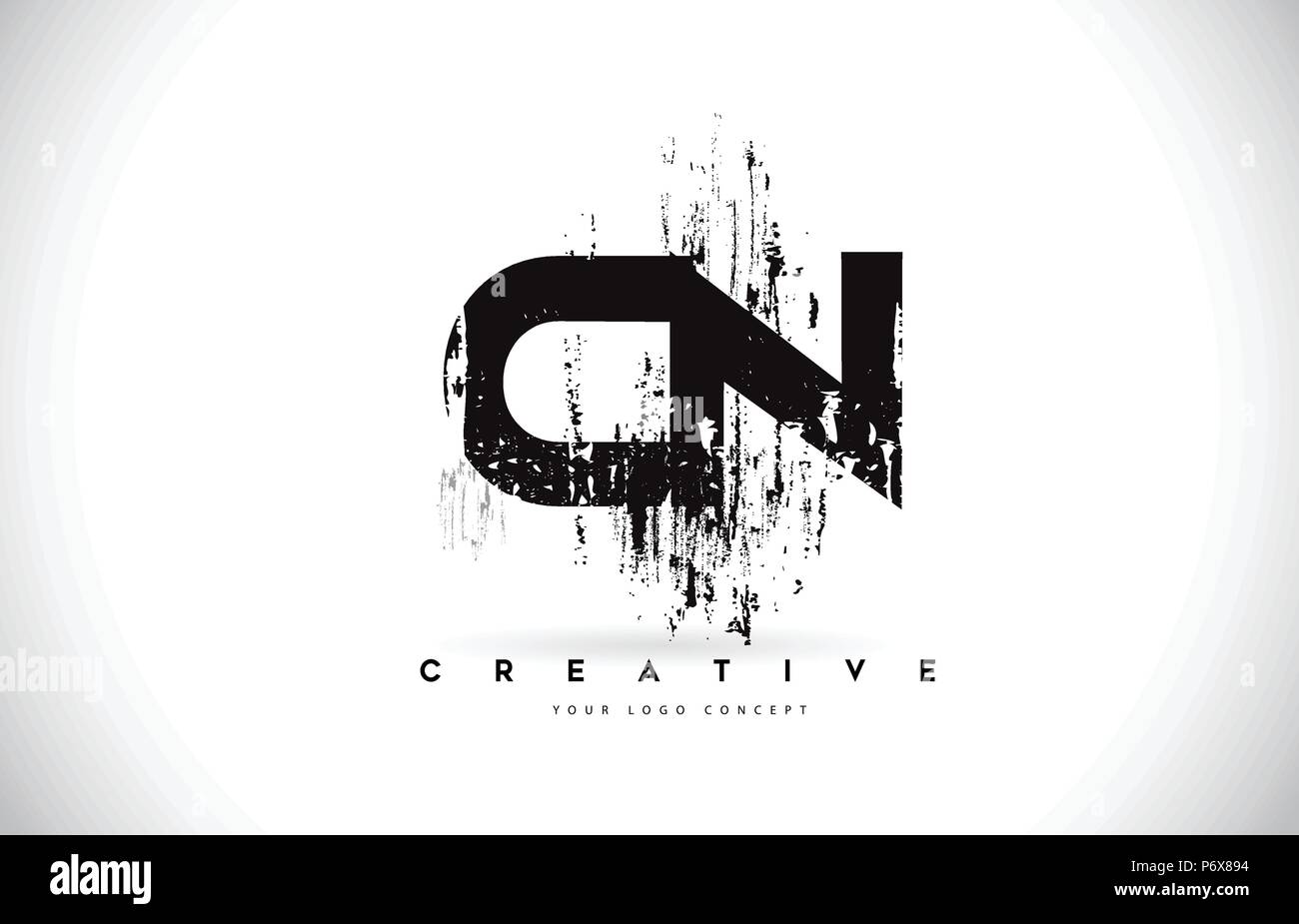 CN C N Grunge Brush Letter Logo Design in Black Colors. Creative Brush ...