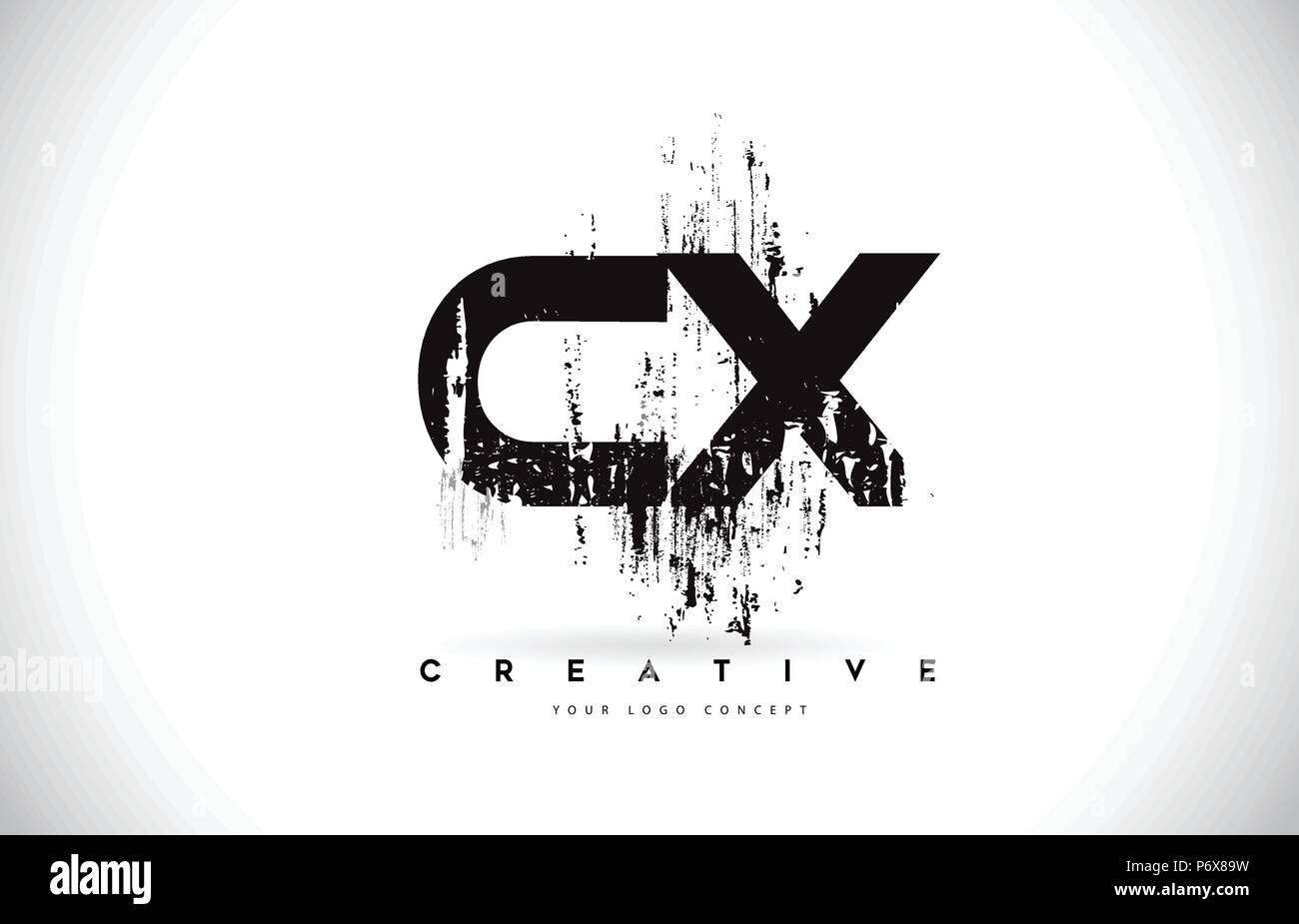 CX C X Grunge Brush Letter Logo Design in Black Colors. Creative Brush ...