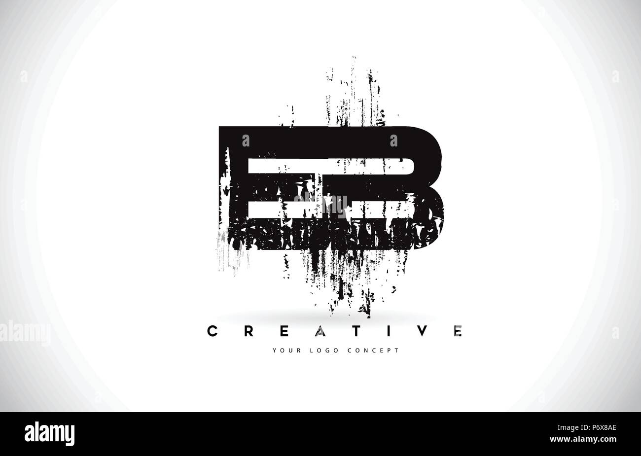 EB E B Grunge Brush Letter Logo Design in Black Colors. Creative Brush ...