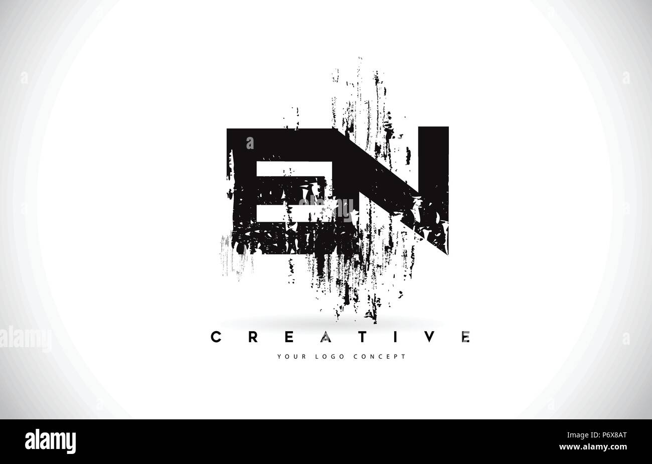 EN E N Grunge Brush Letter Logo Design in Black Colors. Creative Brush ...