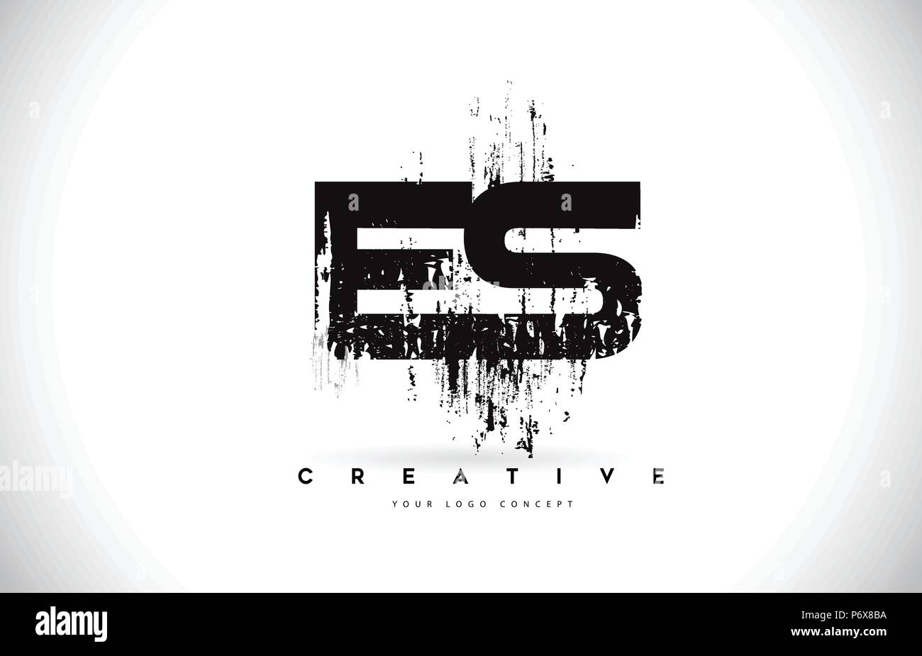 ES E S Grunge Brush Letter Logo Design in Black Colors. Creative Brush ...